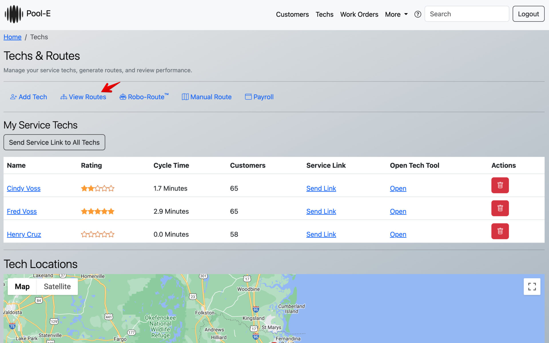 How do I view my routes? – Pool-E Software